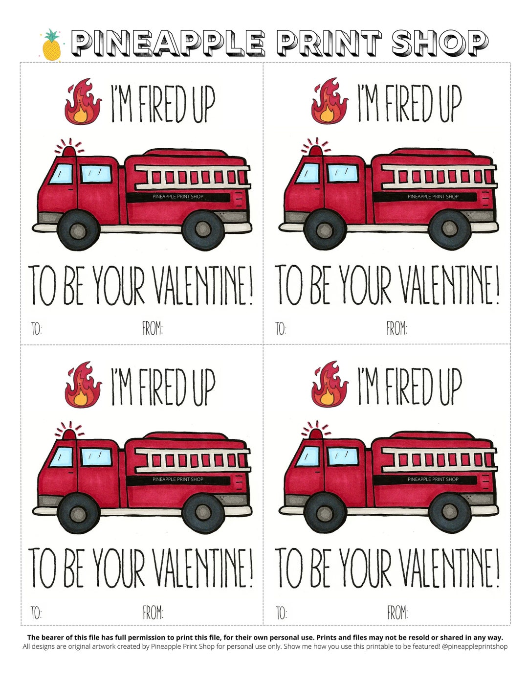I'm Fired up to Be Your Valentine! Printable Cards, Valentine's Day ...