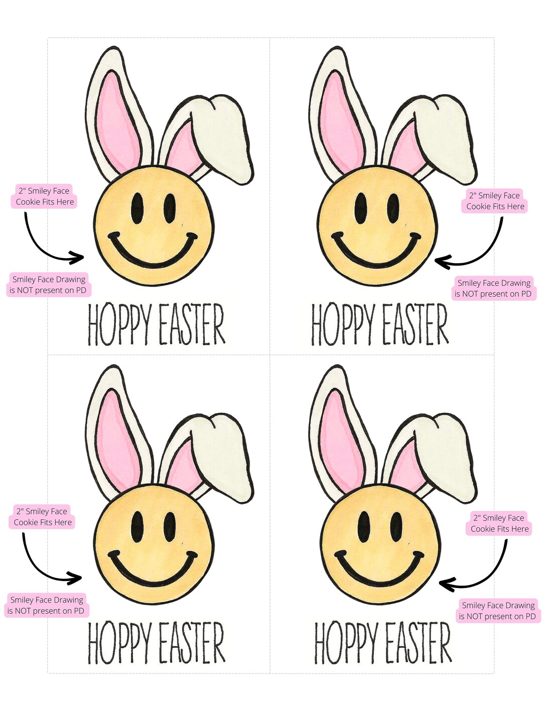 Hoppy Easter Cookie Card, 3.5x5, Smiley Face Cookies, Bunny Ears ...