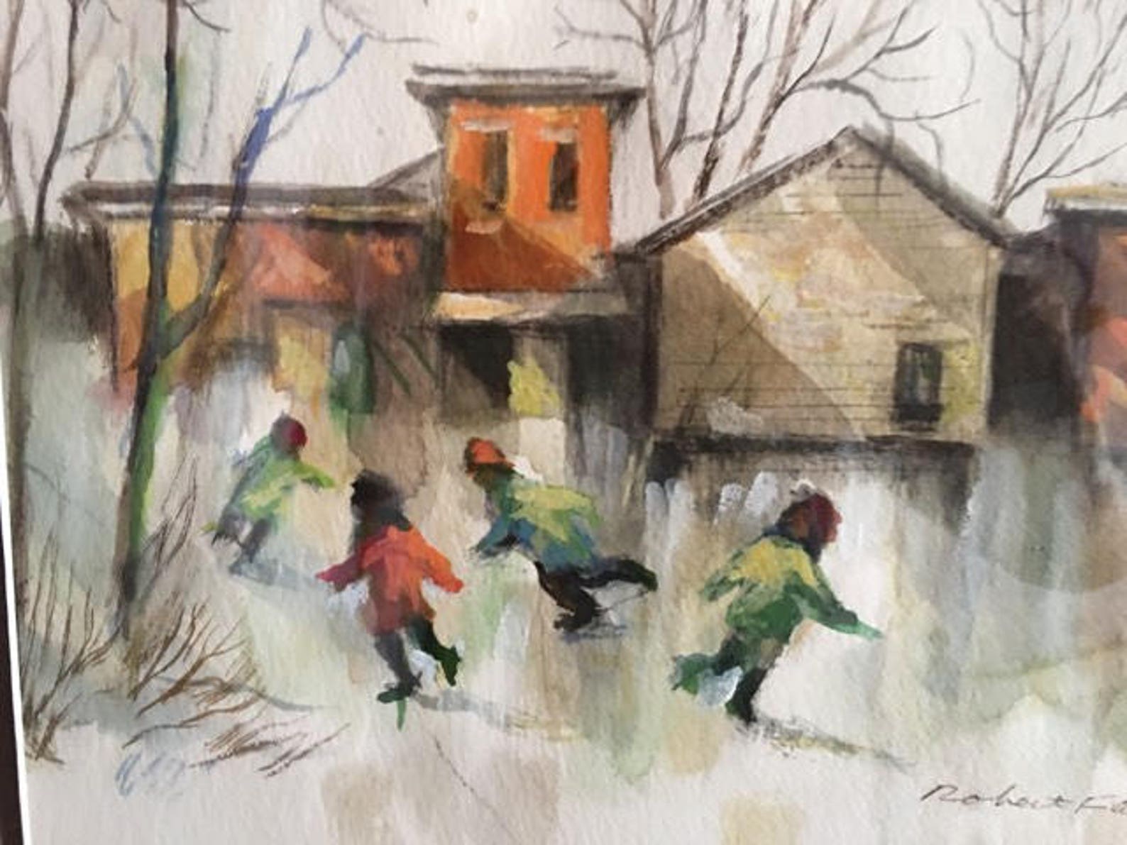 Original Watercolor by Robert Fabe. Listed Artist - Etsy Israel