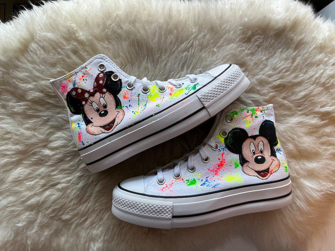 Custom Painted Hi-tops Inspired by Mickey & Minnie - Etsy