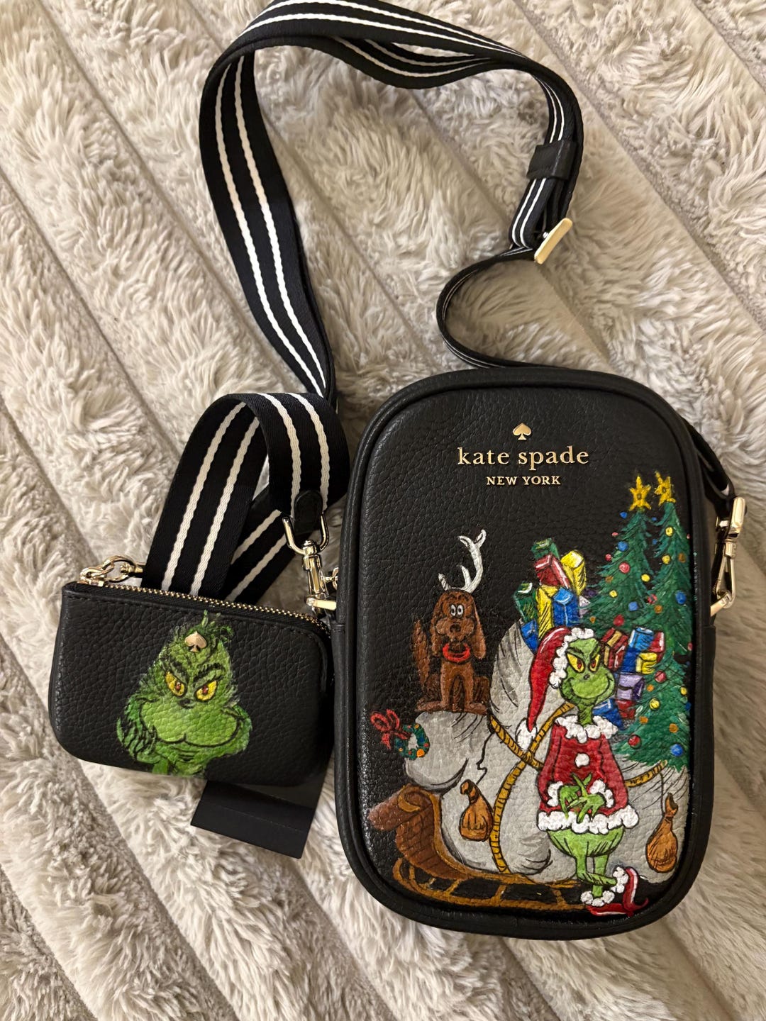 Custom Painted Leather Crossbody (small) Bag With Coin Pouch. Inspired ...