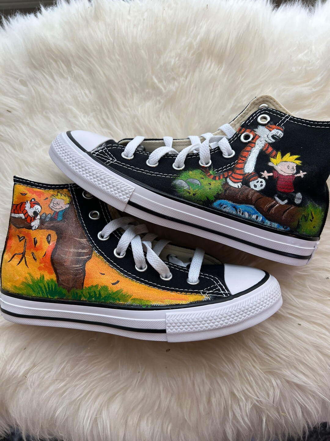 Custom Painted Hi-tops Inspired by Characters Resembling Calvin and ...