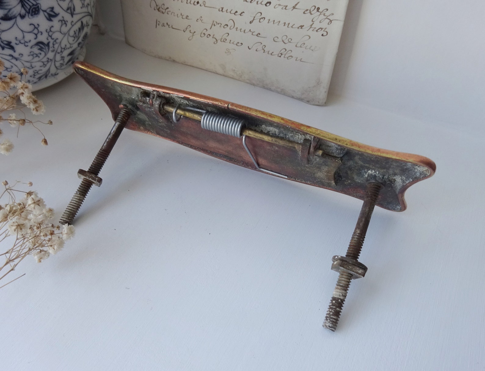 Antique Vertical Brass Letter Flap With Remains of Copper Plate ...