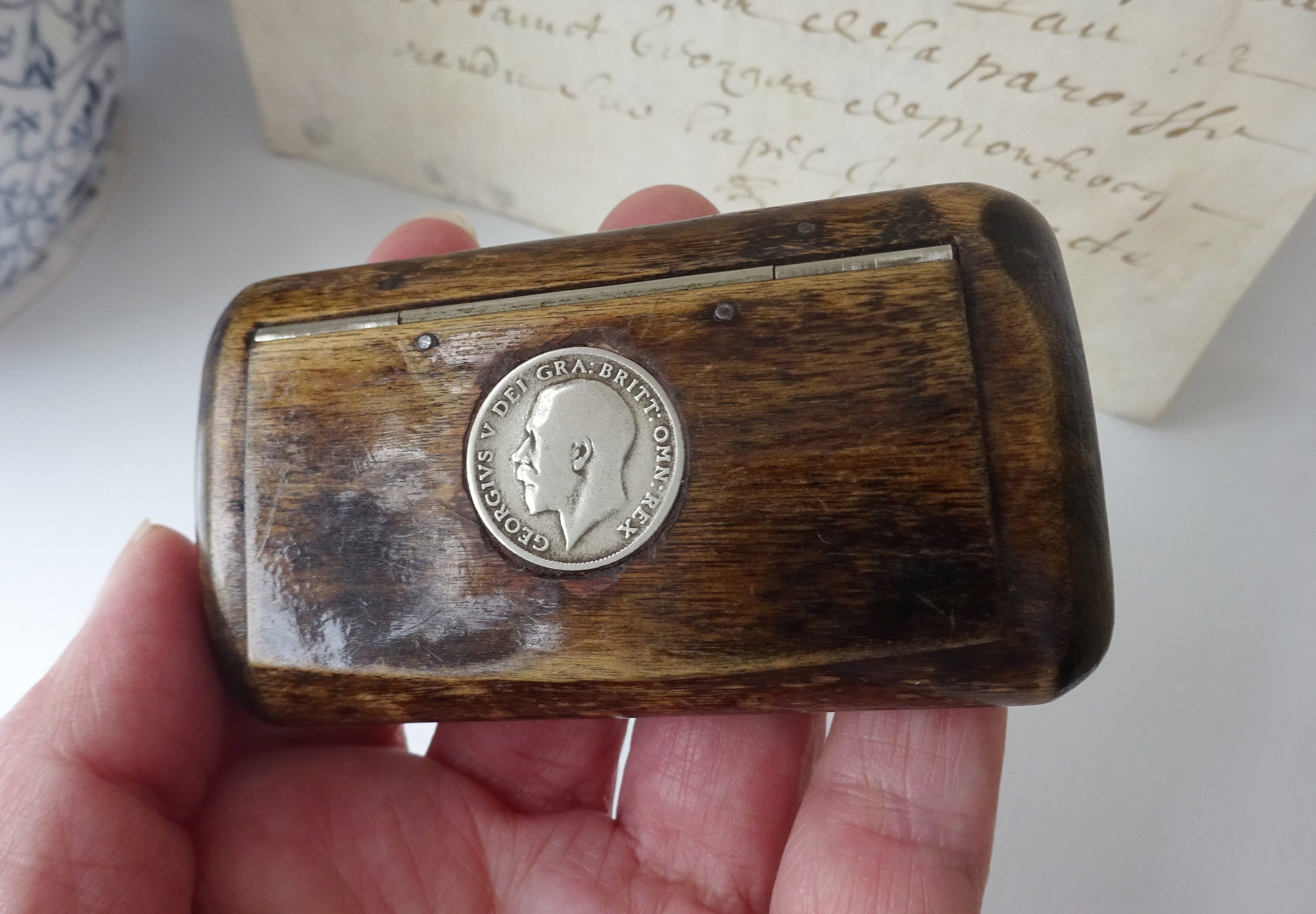 Antique Walnut Snuff Box Hinged Wooden Treen Box With Silver - Etsy