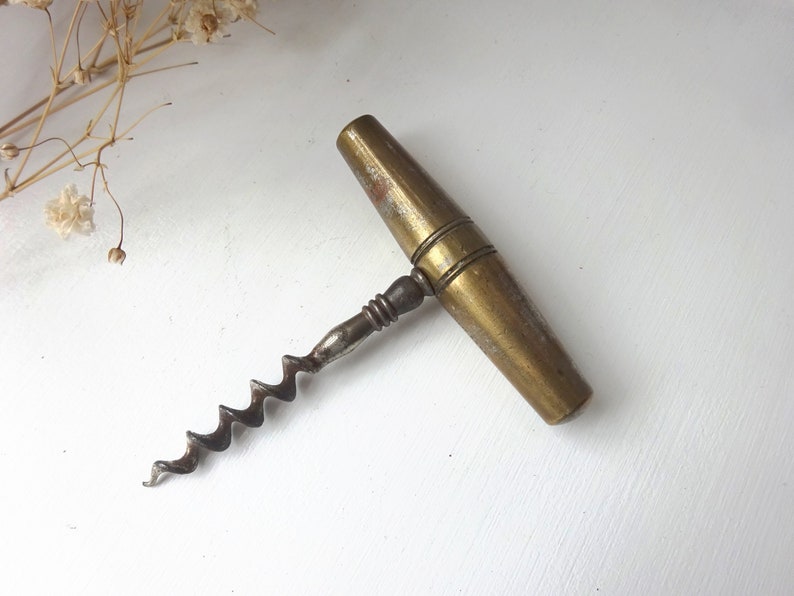 Antique French Roundlet Pocket Corkscrew, 19th Century Travelling Brass ...