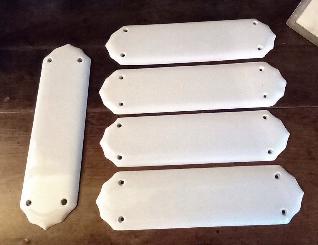 Antique White Ceramic Door Finger Plates, Push Plates X 10, Late ...
