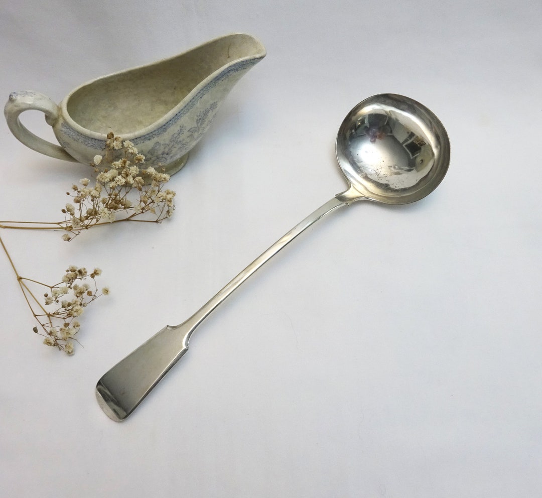 Antique Silver Plated Large Ladle, Victorian Fiddle Pattern Ladle ...