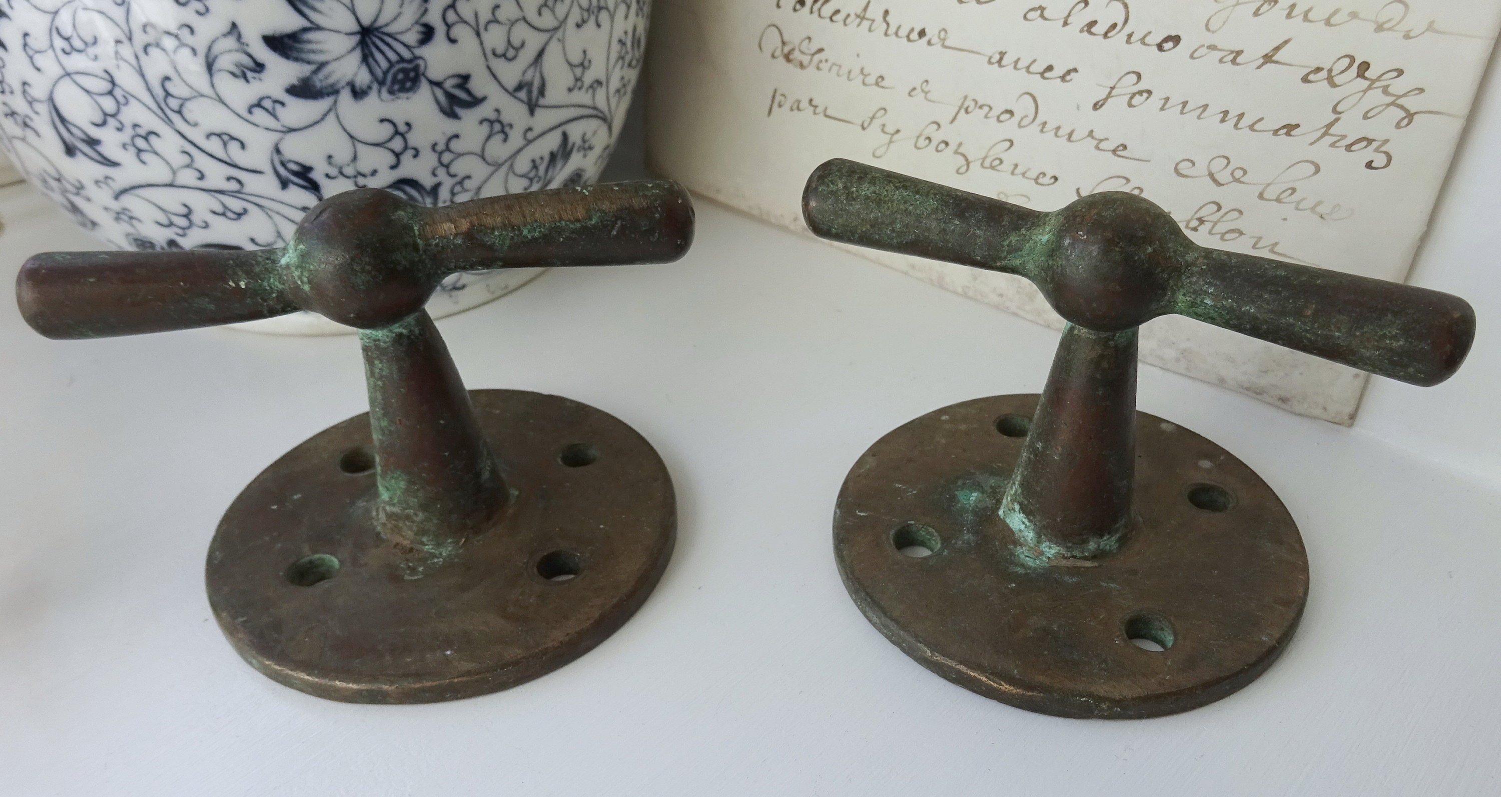 Antique Bronze Mooring Cleats, Pair 9.3cm Bollards, Marina, Narrowboat ...