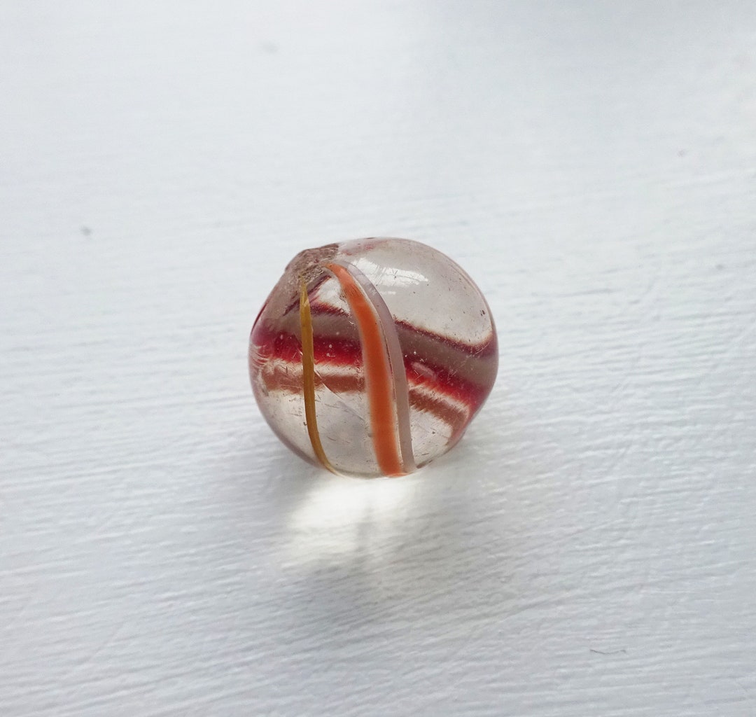 Antique German Marble, Handmade With Pontil Marks, Yellow, White ...