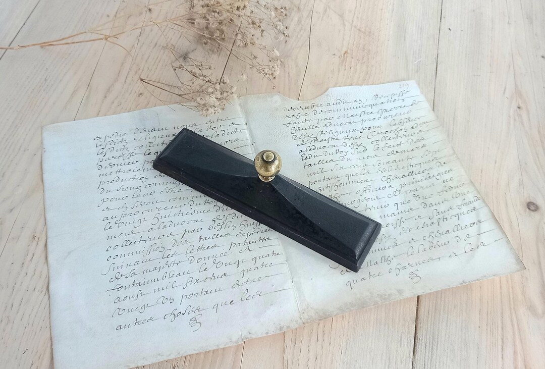Victorian Paperweight, Cast Iron and Brass Chart or Map Paper Weight ...
