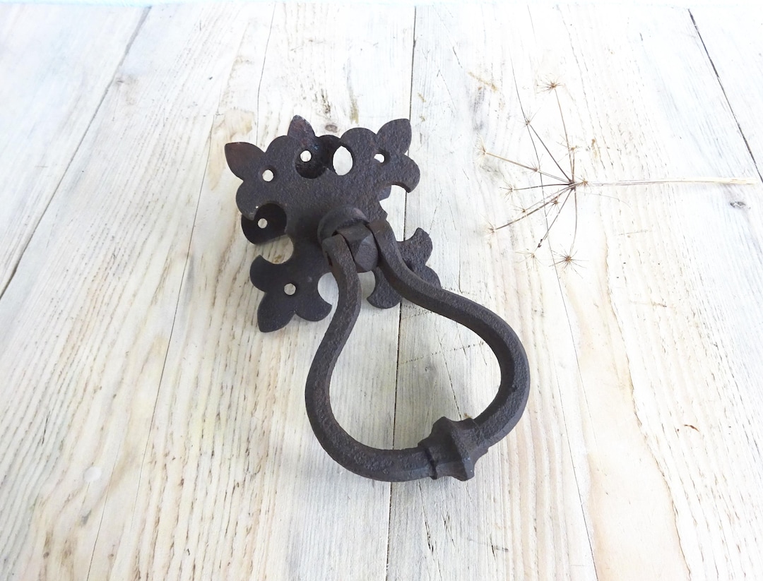 Antique Large Cast Iron Door or Gate Pull, Gothic Style Door Pull, Old ...