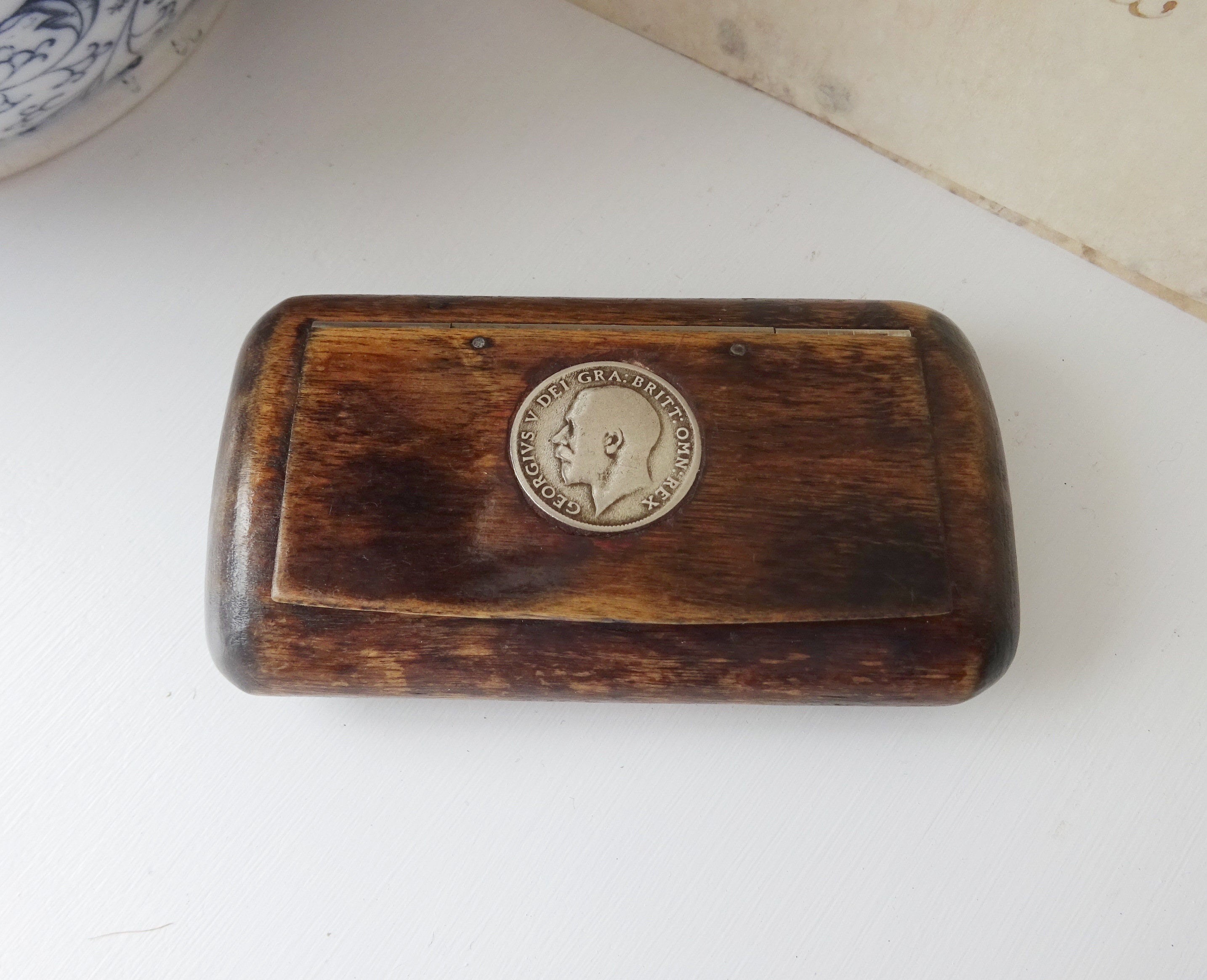 Antique Walnut Snuff Box Hinged Wooden Treen Box With Silver - Etsy