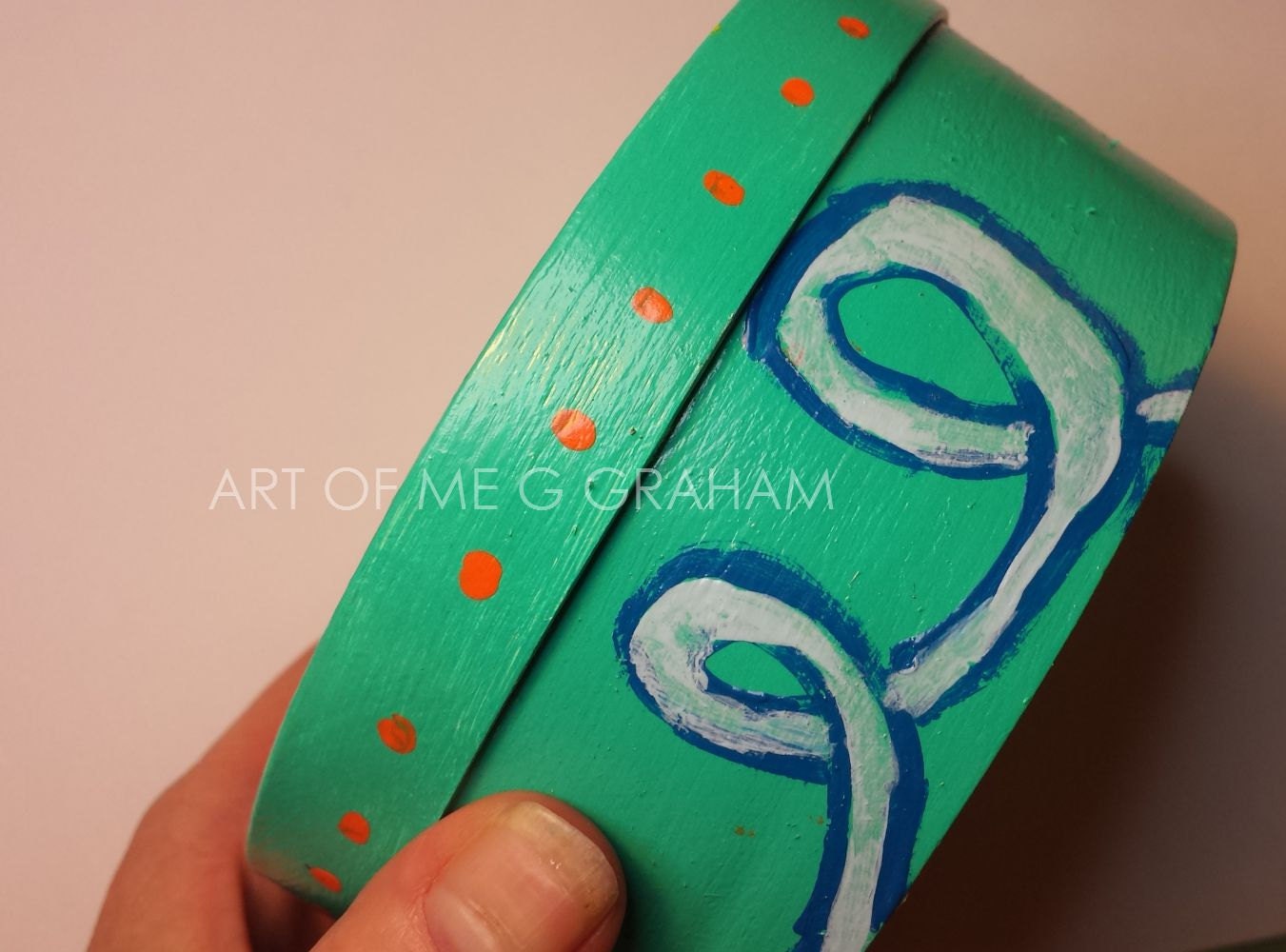 Art Box- Hand Painted, Turquoise Circular Box,visionary Art, Collage ...