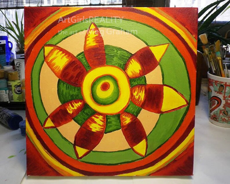 AFRICAN QUEEN, Mandala, Visionary Art, Oil Painting, on Canvas, 10"x 10 ...