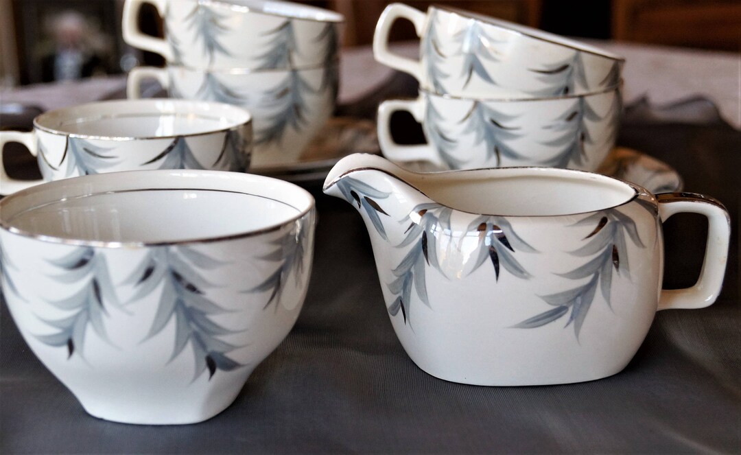 Vintage Midwinter Stylecraft Sugar Bowl and Cream Jug: 1950s Silver ...