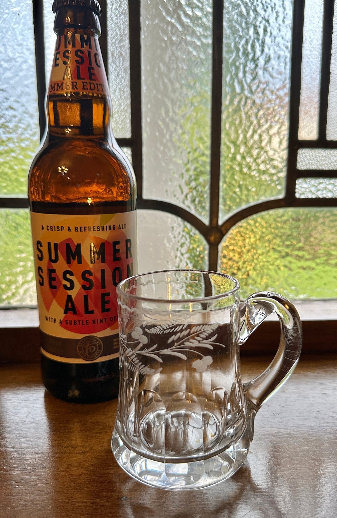 A Vintage 1/2 Pint Cut Glass Beer or Ale Tankard With Chased Detail. an ...