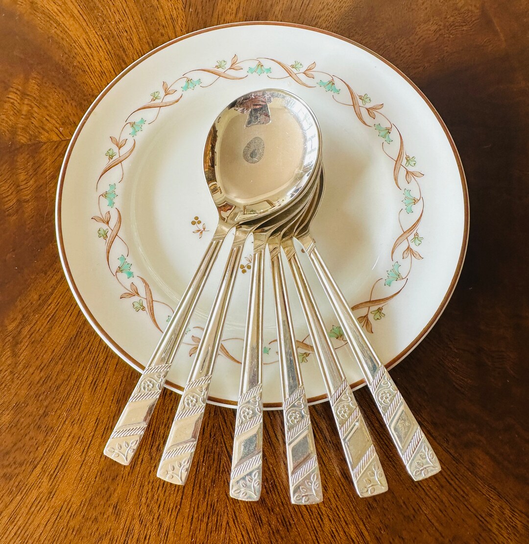 A Lovely Set of Six Viners ‘silver Rose’ Silver Plated Fruit Spoons ...
