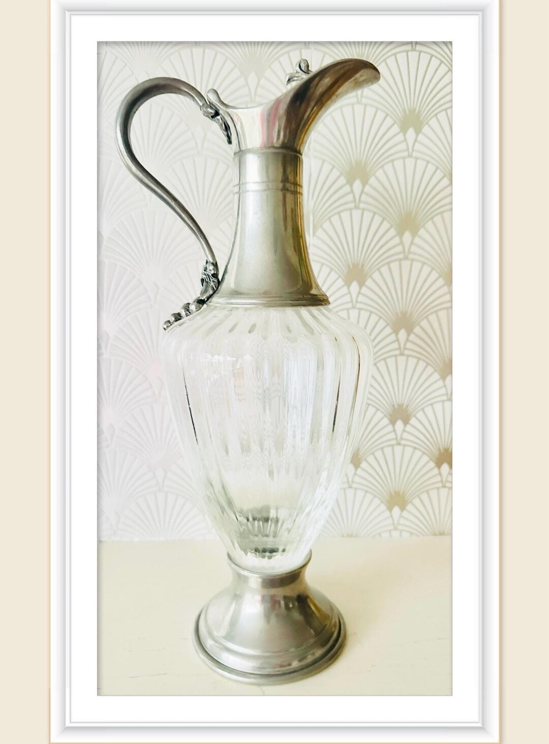 A Vintage French Jean Goardere Hand Made Ribbed Wine Decanter/ Claret ...