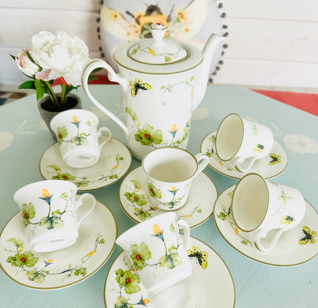 Such a Pretty 13 Piece Fine China Coffee Set Decorated With - Etsy