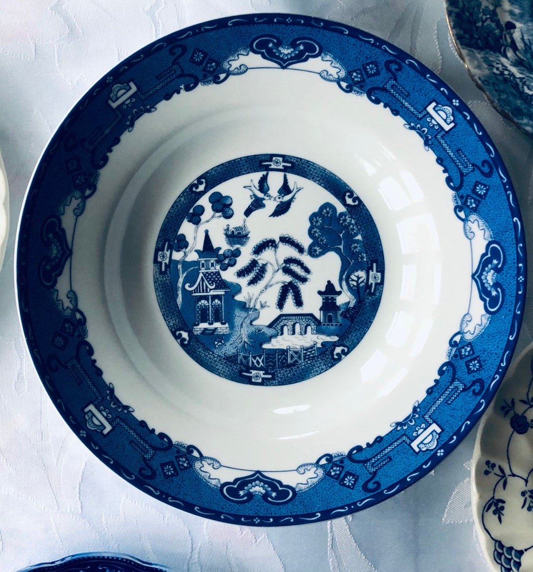 Vintage Royal Norfolk Willow Pattern Bowl: Blue and White China, C1960 ...