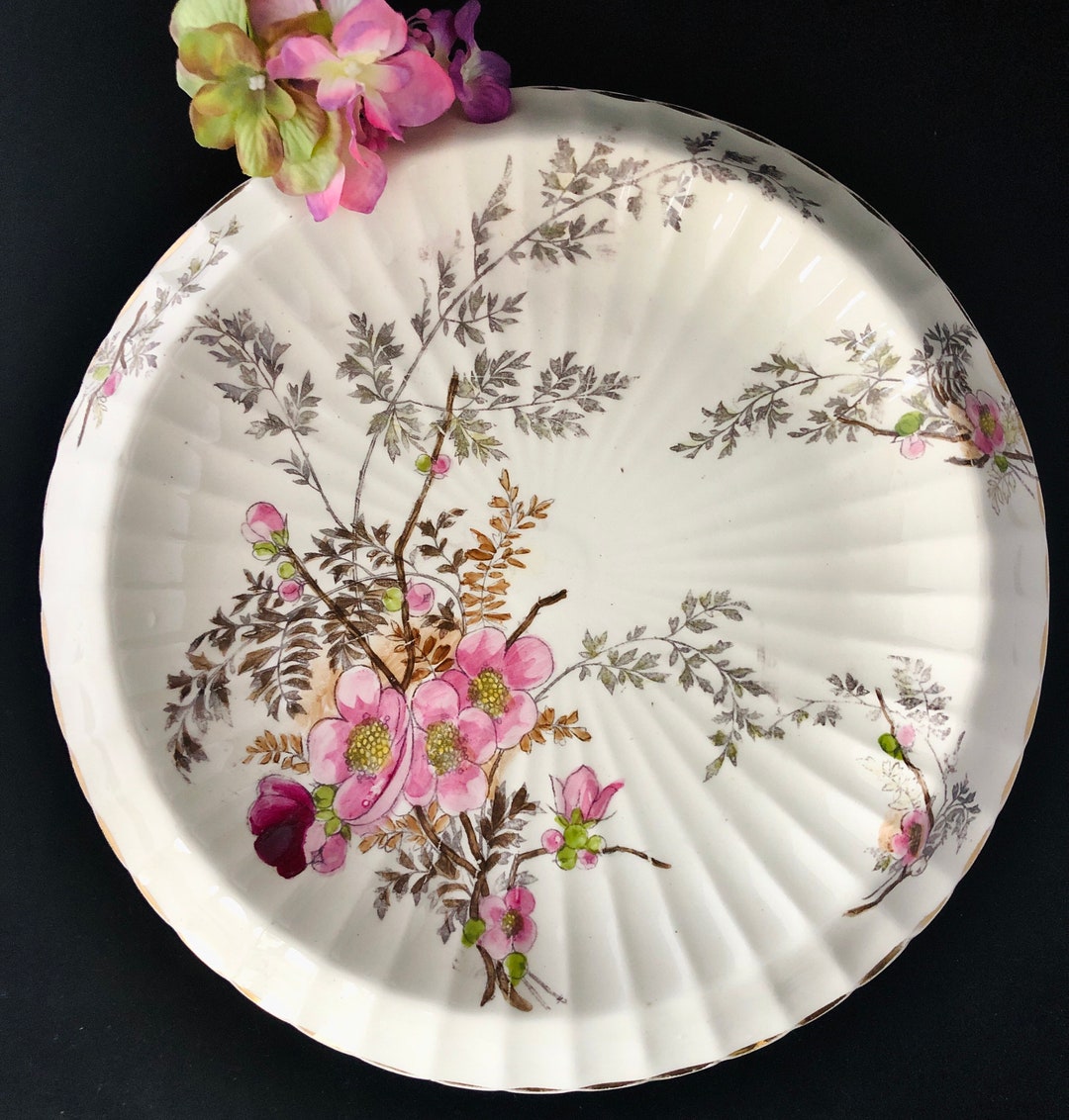 A Most Unusual Antique Edwardian Bone China Cake Plate With Hand ...