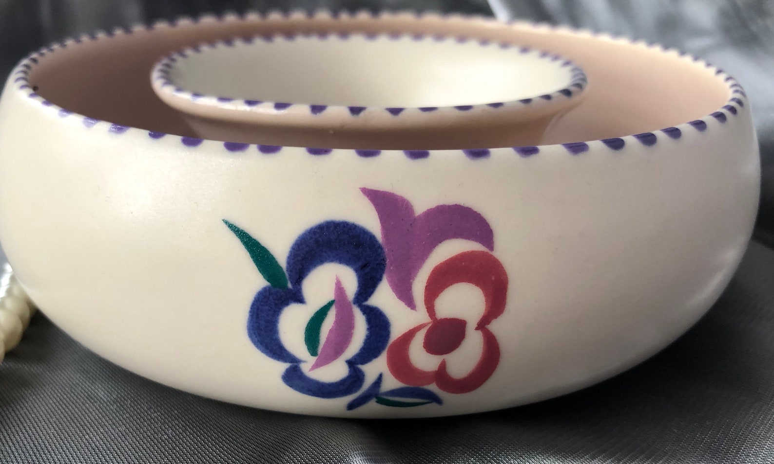 A lovely Pool Pottery handpainted round posy vase. c1950. | Etsy