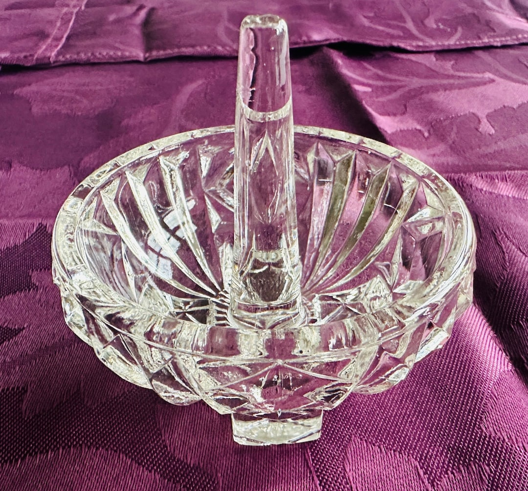 A Pretty Vintage Art Deco Clear Glass Ring Holder. A Sweet - Etsy