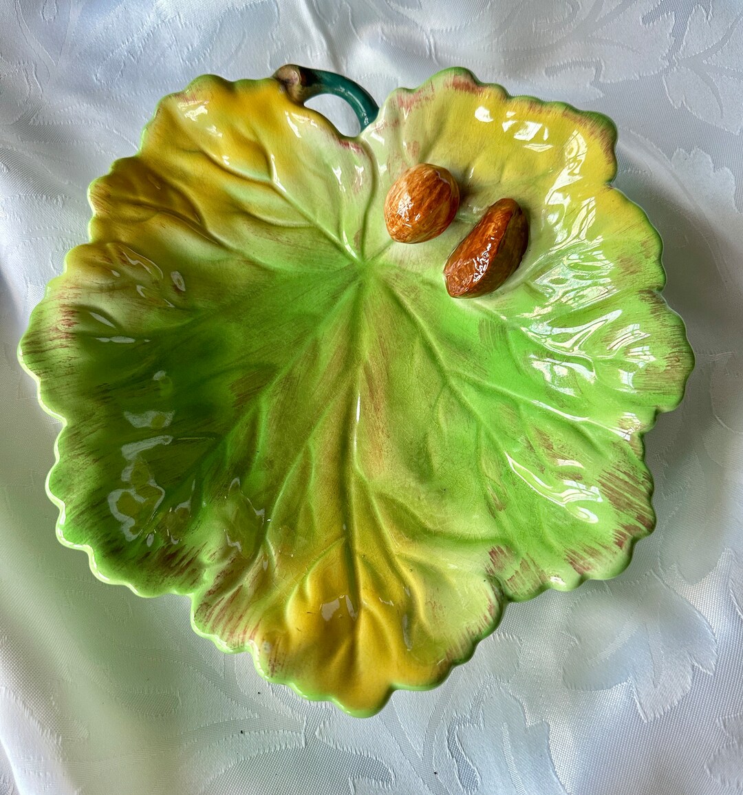 A Charming Hand Painted Carlton Ware Leaf Dish With Raised Brazil Nuts ...