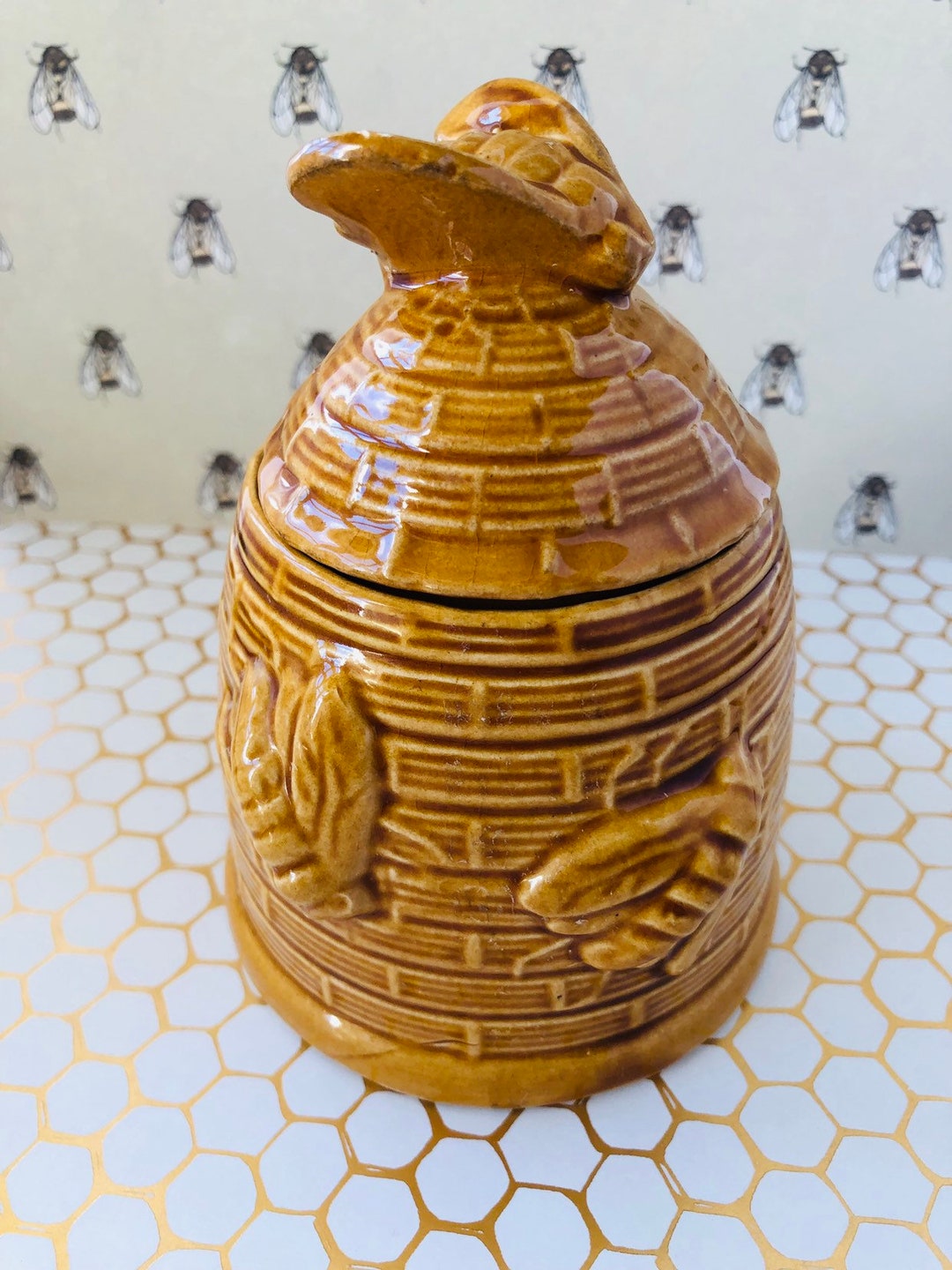 A Vintage Beehive Shaped Honey Pot. Styled to Imitate a Traditional ...