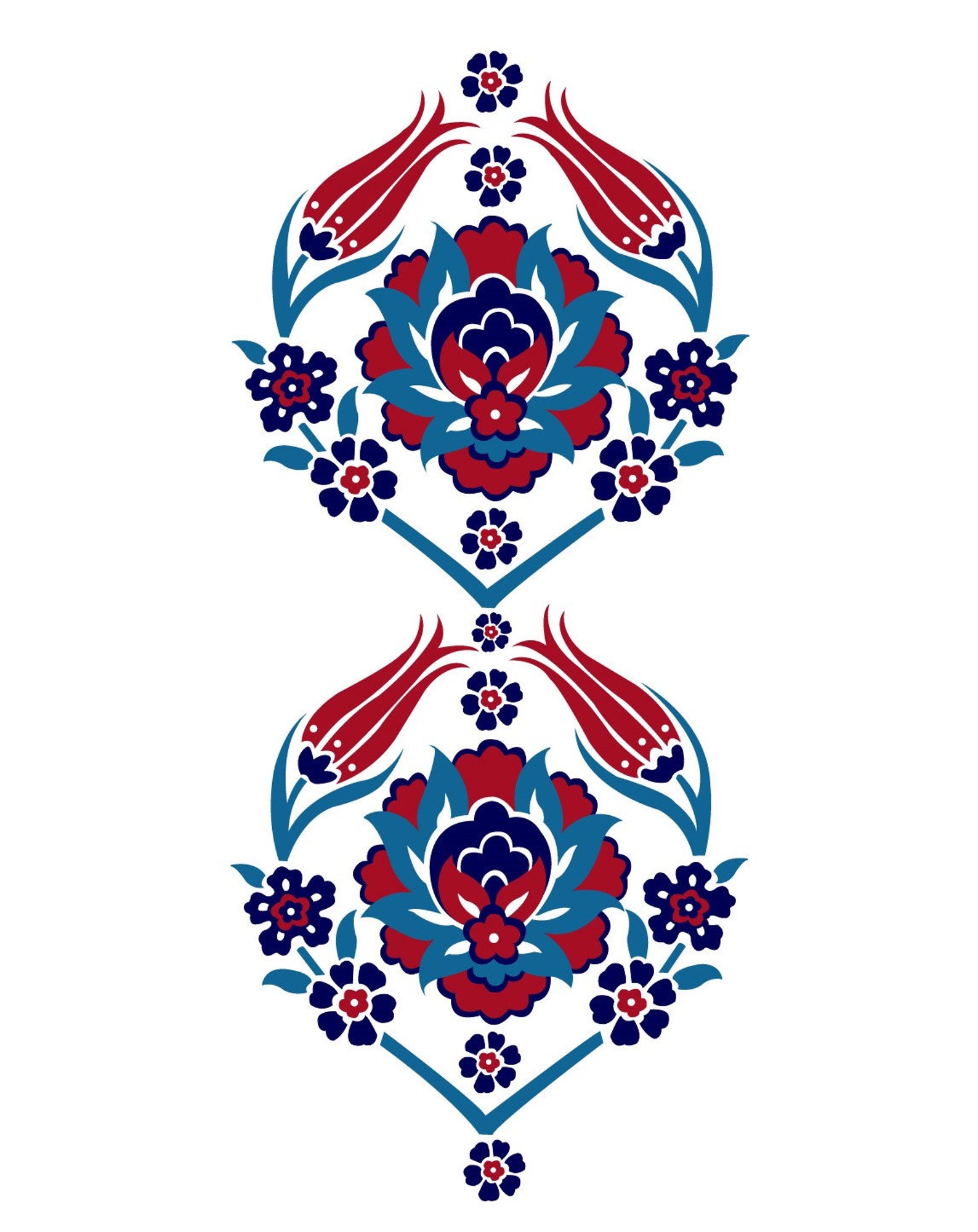 Set of 2 Turkish Folk Art Inspired Floral Pattern - Poster Print - Etsy