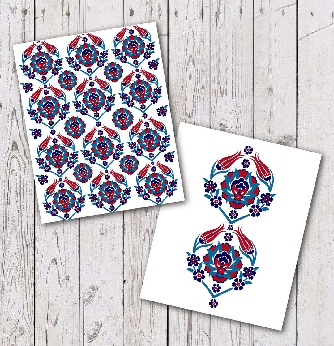 Set of 2 Turkish Folk Art Inspired Floral Pattern - Poster Print - Etsy