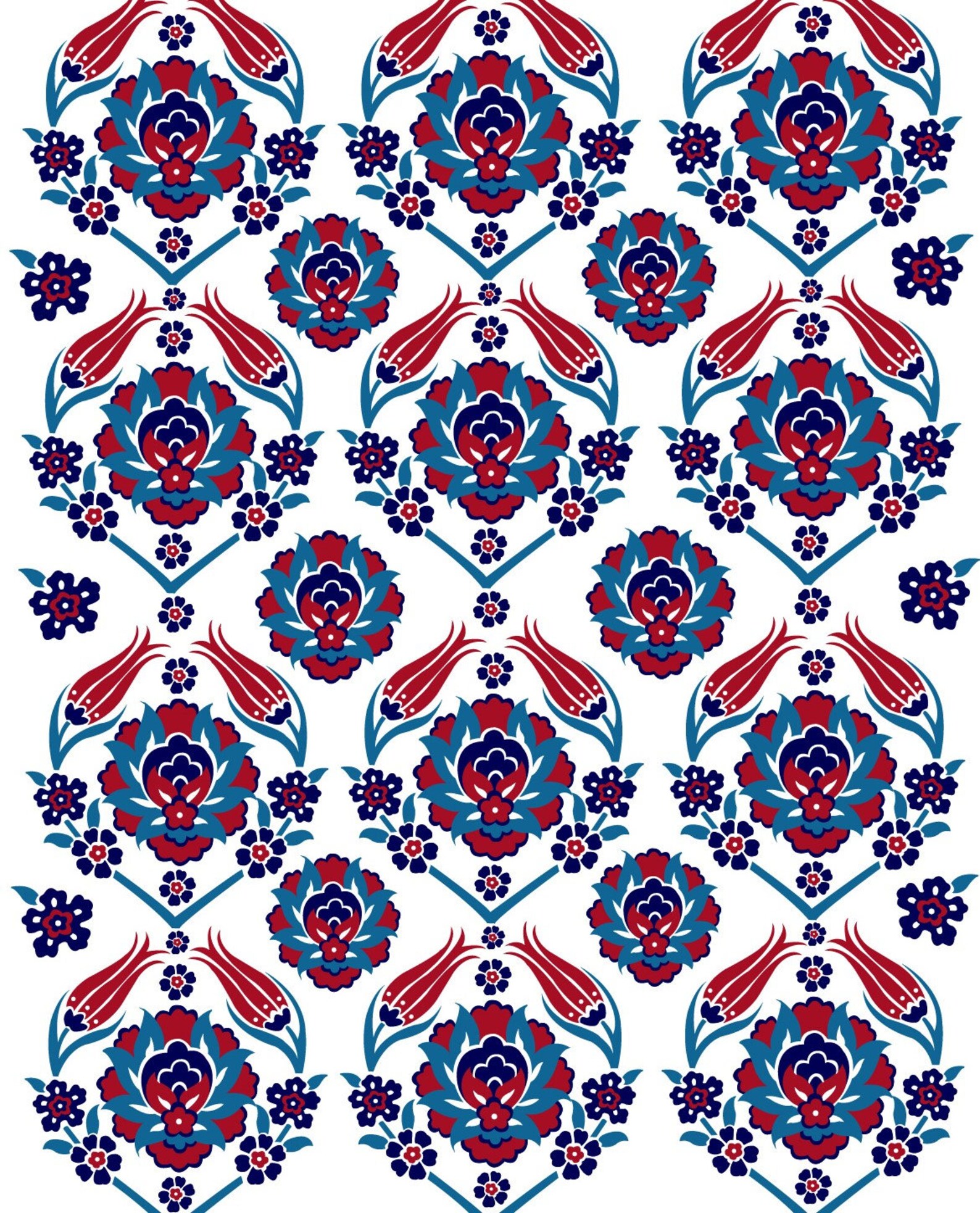Set of 2 Turkish Folk Art Inspired Floral Pattern - Poster Print - Etsy