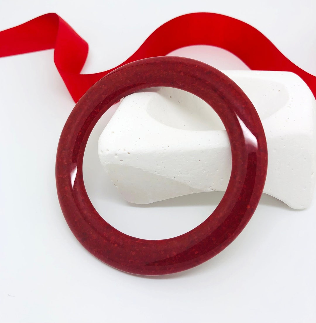 Small Handcrafted Glass Bangle-rich Red Glass Bracelet-fused Glass ...