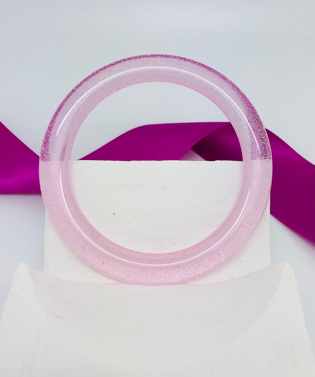 Large Handcrafted Glass Bangle Bracelet-pale Pink Bracelet-transparent ...