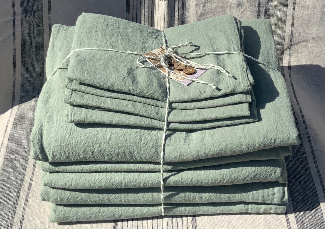 Sage Linen Split King Sheet Set: 100% Belgian Flax, Many Colors ...
