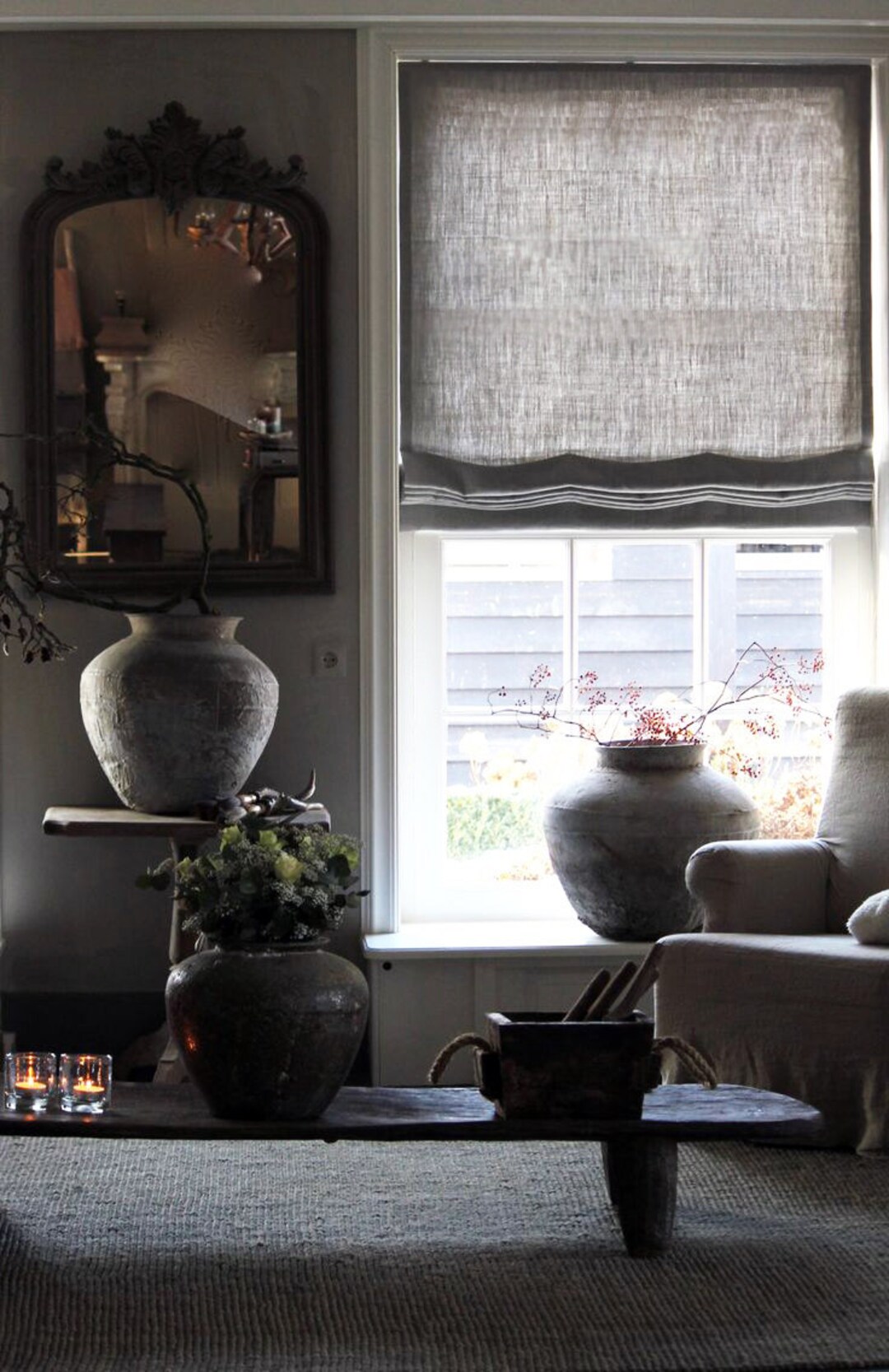 Custom Flat Roman Shade in Natural Linen, 100% European Linen - Etsy