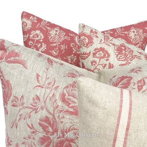 Cabbages and Roses Constance Natural Raspberry Red Linen Shabby Chic ...