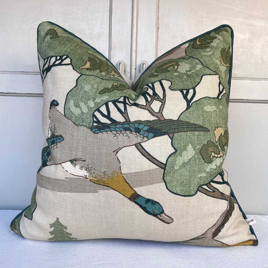 Mulberry Flying Ducks Emerald Green Luxury Cushion Pillow Cover - Etsy