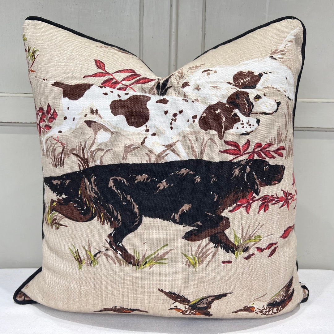 Schumacher Luxury Designer Pointers Tan Beige Decorative Cushion Pillow ...