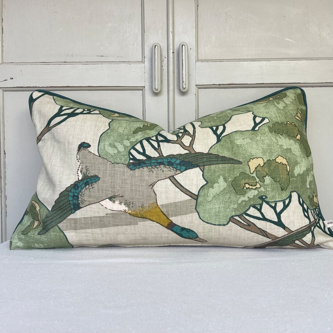Mulberry Flying Ducks Emerald Green Luxury Cushion Pillow Cover - Etsy