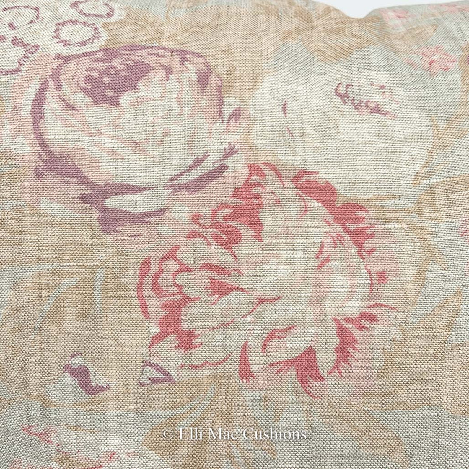 Cabbages and Roses Tulips and Roses Designer Grey Blue Pink - Etsy