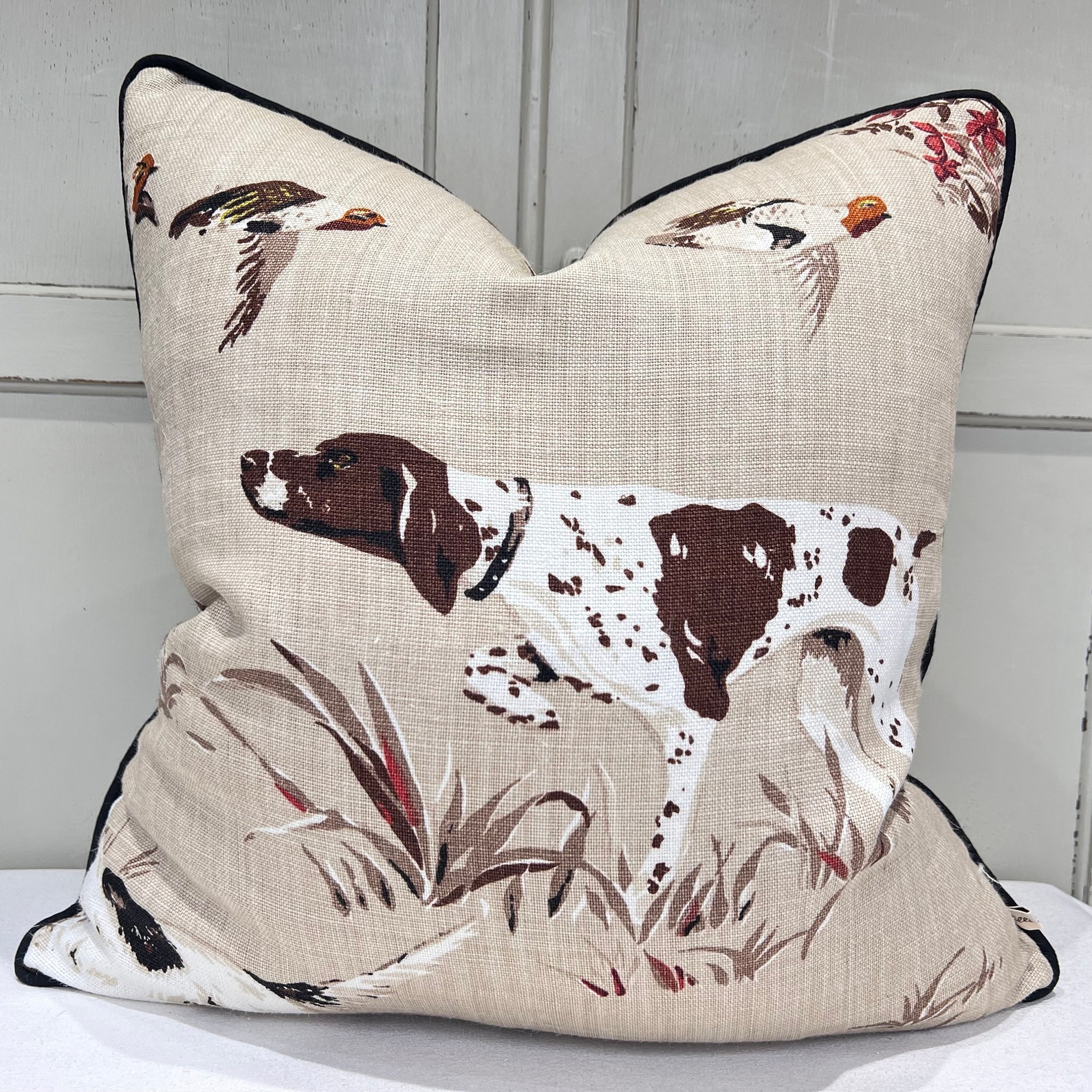 Schumacher Luxury Designer Pointers Tan Beige Decorative Cushion Pillow ...