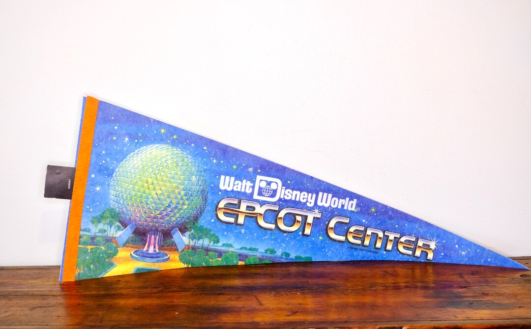 Vintage Walt Disney World EPCOT Center Blue Felt Pennant Disney Epcot ...