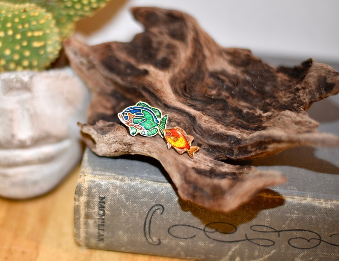Vintage Enamel Brass Gold Fish Pins Set of 2 Pair Matching - Etsy