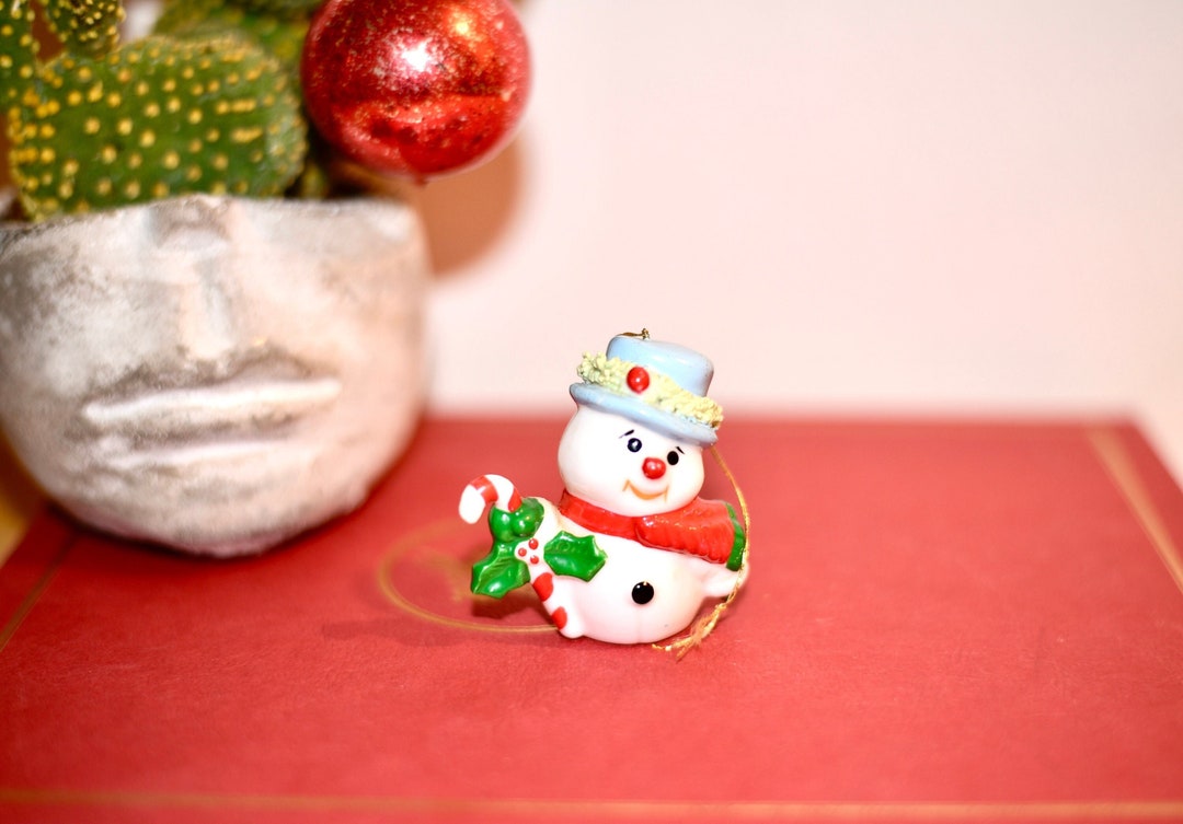 Vintage NAPCO Snowman Bone China Spaghetti Trim Hat Candy Cane - Etsy