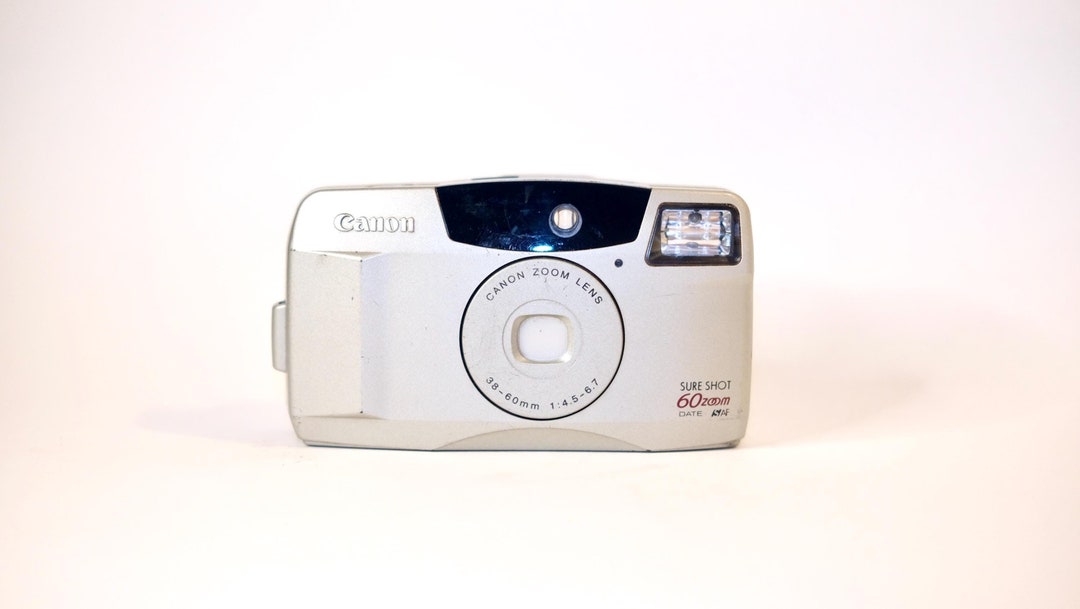 Vintage Canon Sure Shot 60 Zoom Date 35mm Film Camera Vintage 90s Compact Zoom Canon Point ...