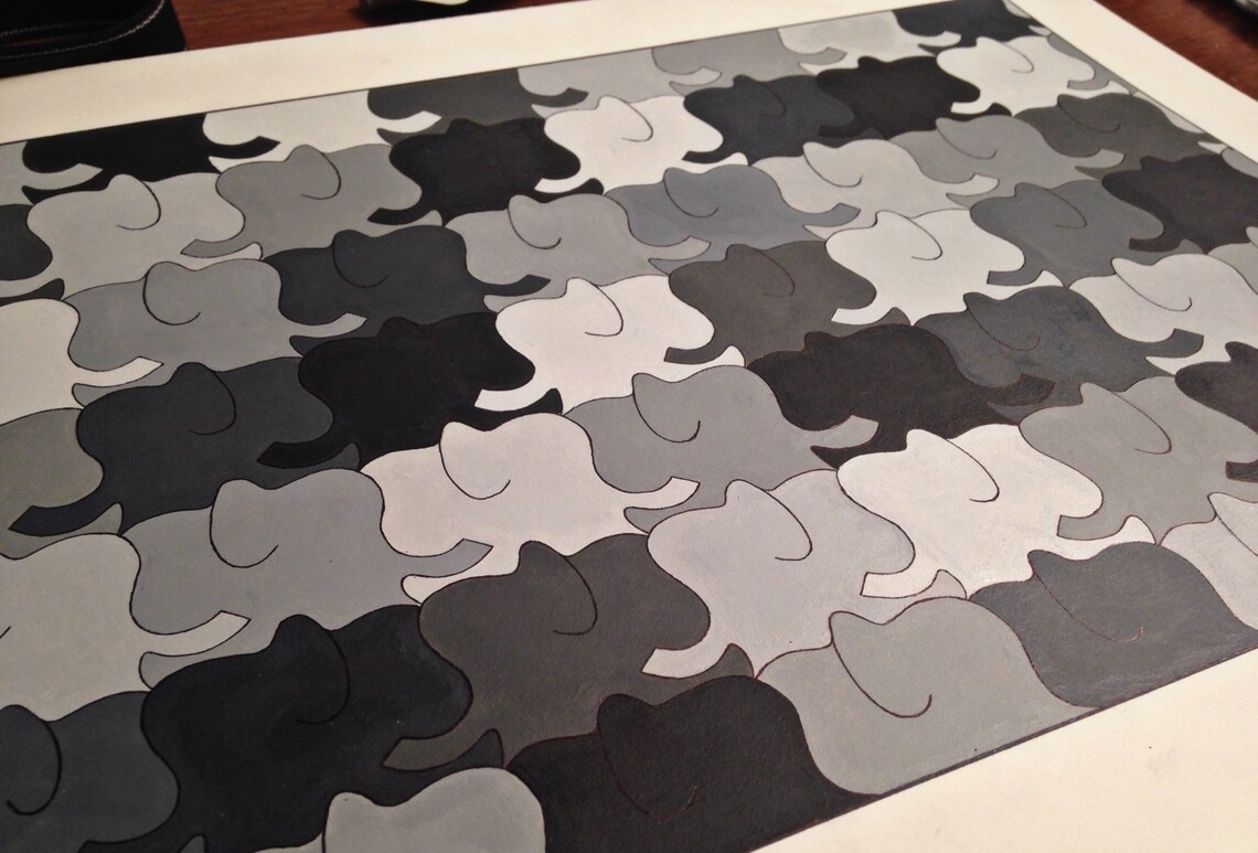 Elephant Tesselation Acrylic Painting 15x22 Inches - Etsy