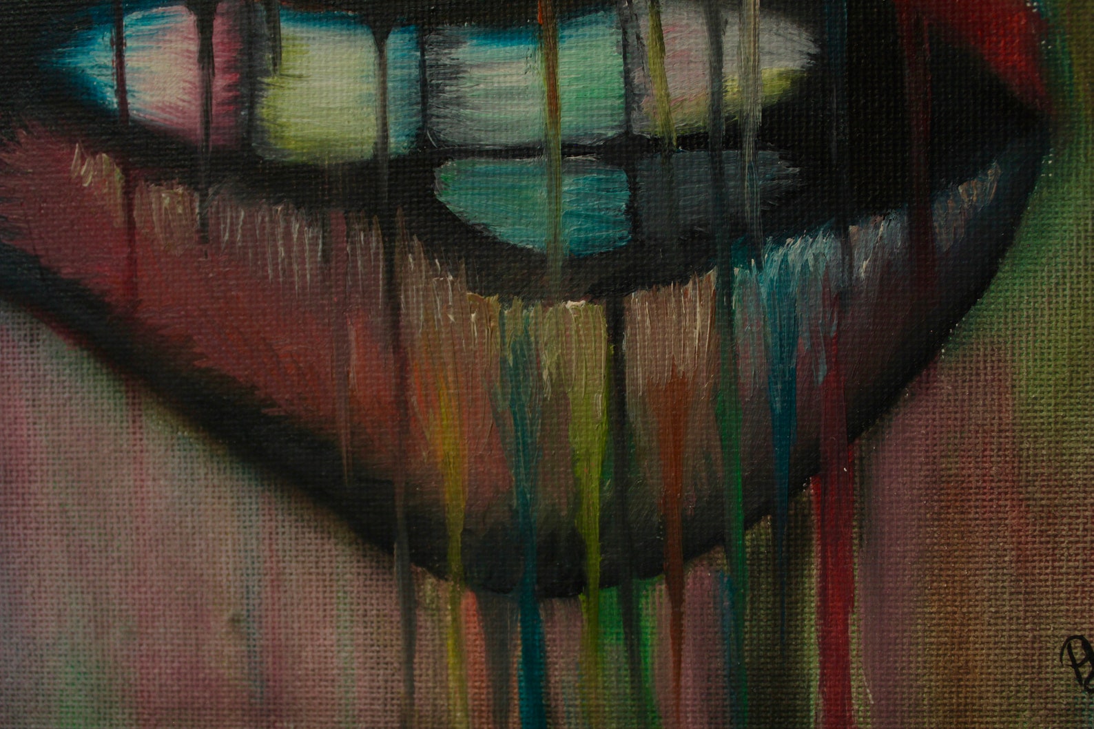 Anxiety Rainbow Lips Oil Painting 8x10 Inches - Etsy