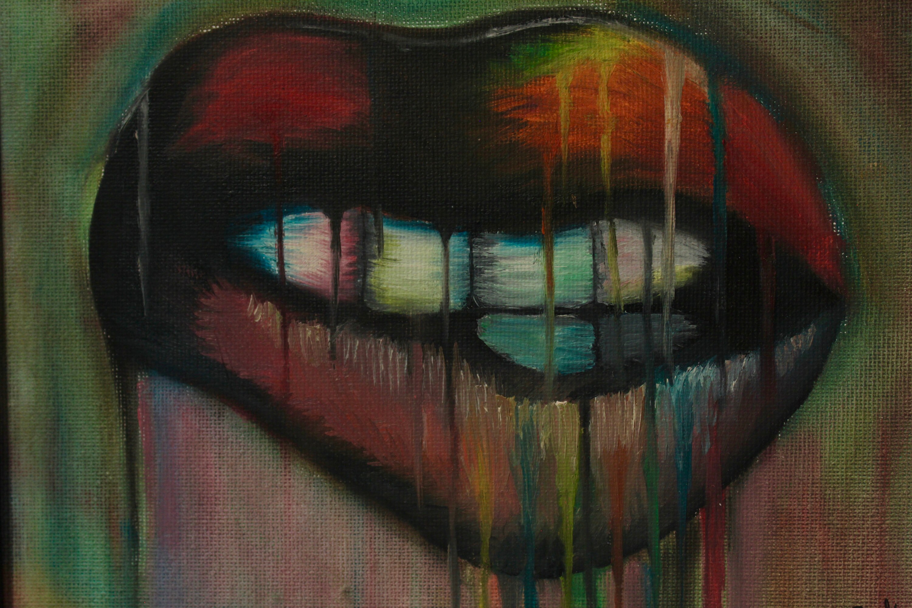 Anxiety Rainbow Lips Oil Painting 8x10 Inches - Etsy