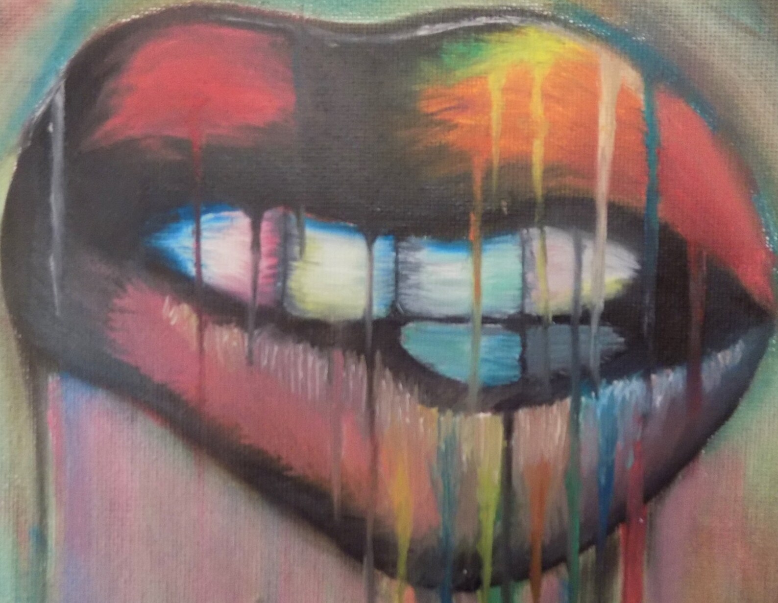 Anxiety Rainbow Lips Oil Painting 8x10 Inches - Etsy